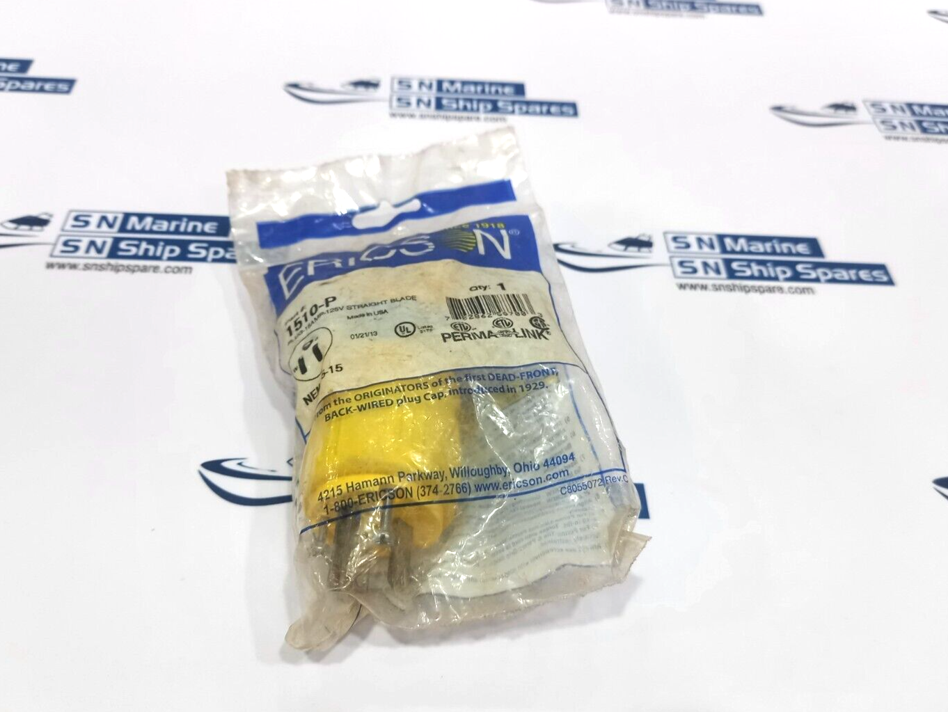Ericson 1510-P Plug 15AMP-125V Straight Blade – S N Marine