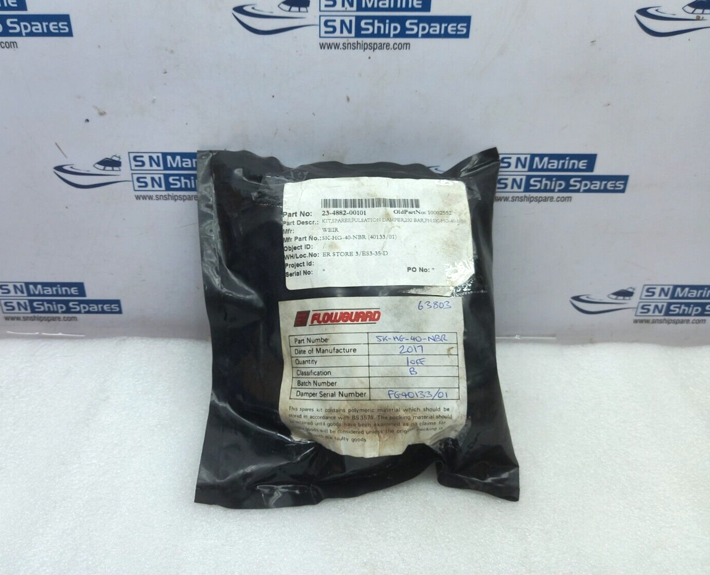 Flowguard SK-HG-40-NBR Pulsation Damper Spare Parts Kits 232Bar 23-488 – S N Marine