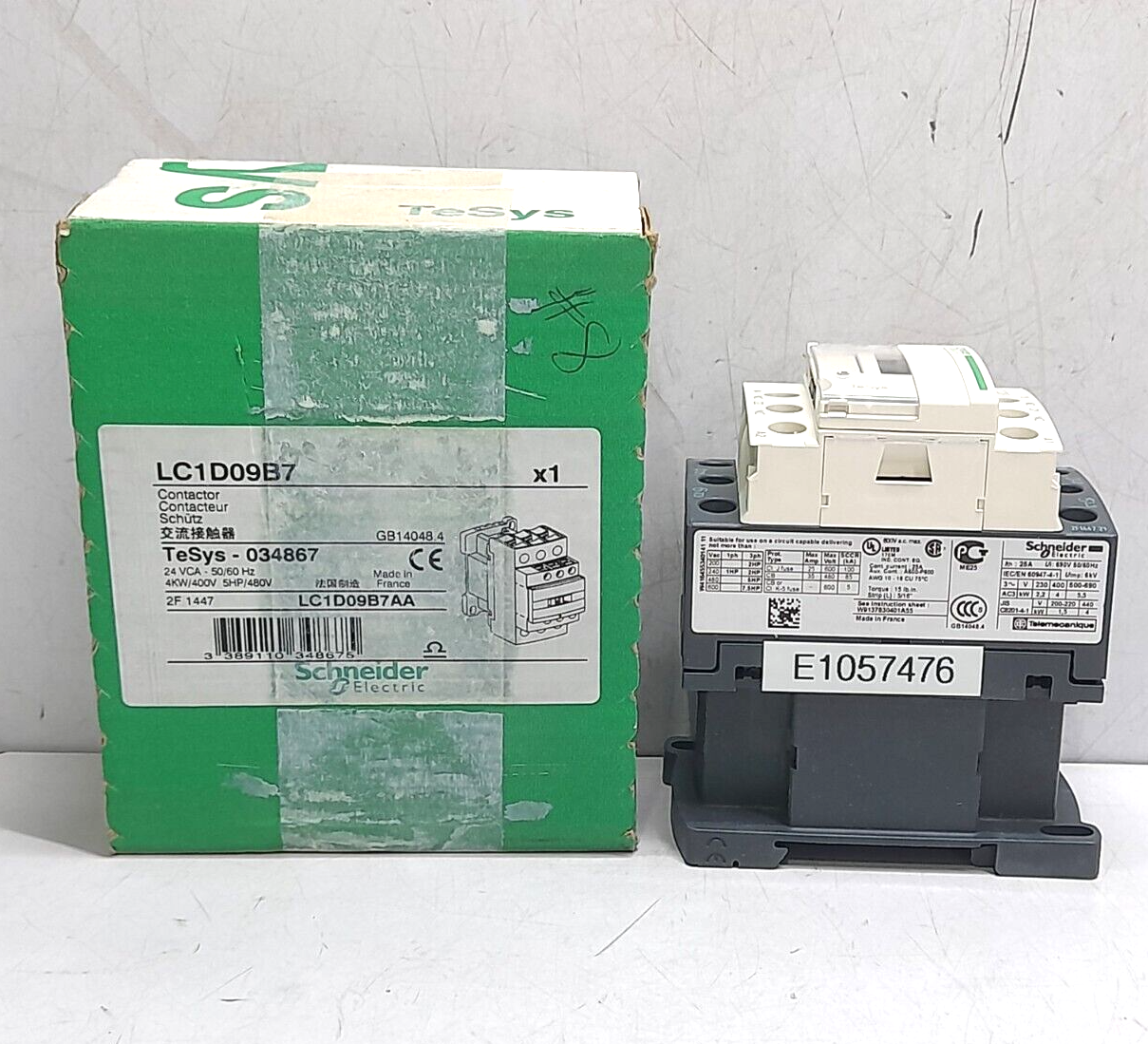 Schneider Telemecanique LC1D09B7 Contactor 24V 50/60Hz Ith: 25A Ui: 69 – S N Marine