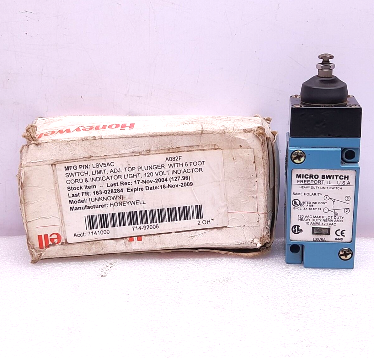 Honeywell Micro Switch LSV5AC Heavy Duty Limit Switch 120VAC Max Pilot ...