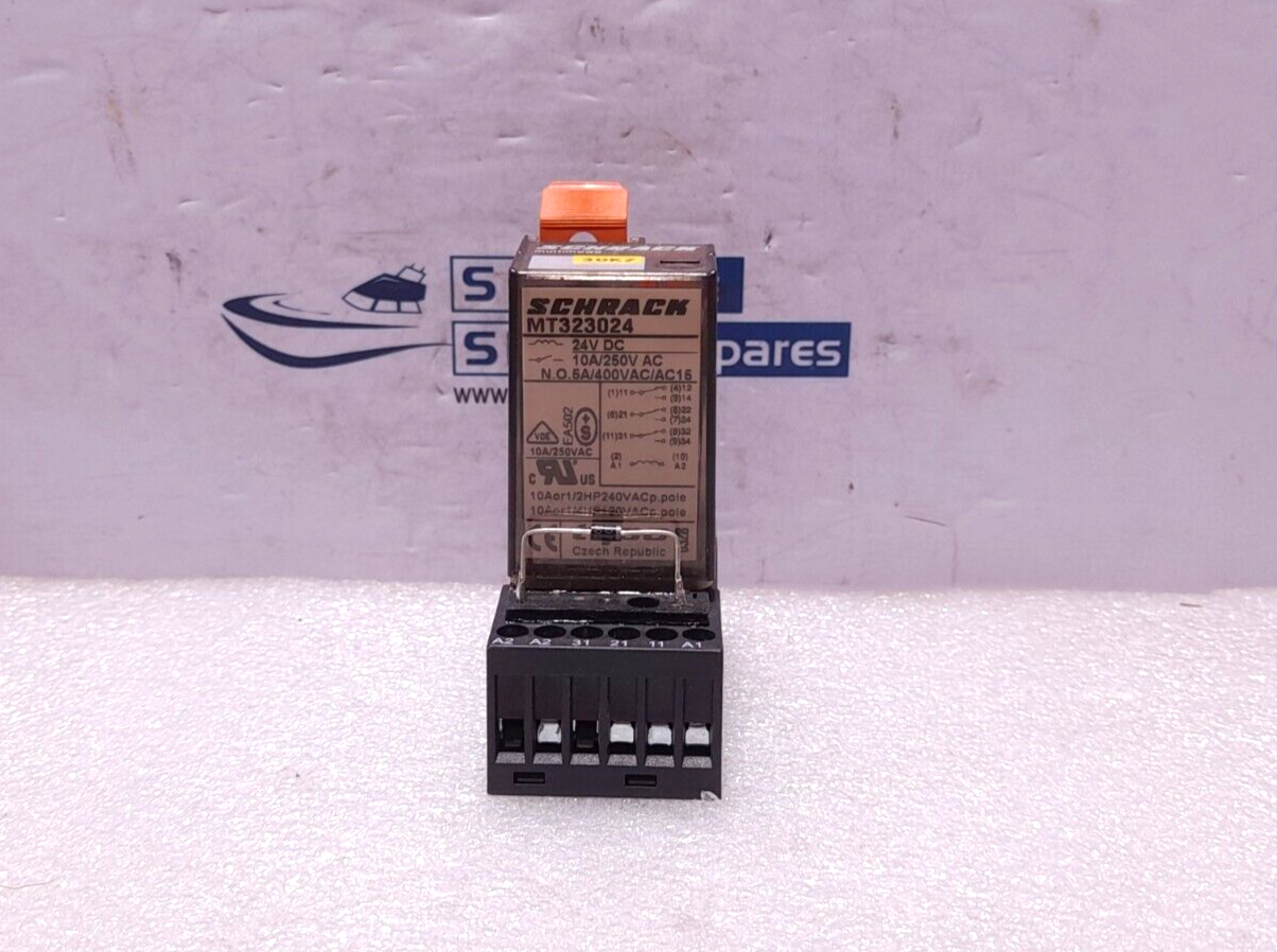 SCHRACK MT323024 Relay 24V DC 10A/250V AC With ES 12 Socket 10A With E ...