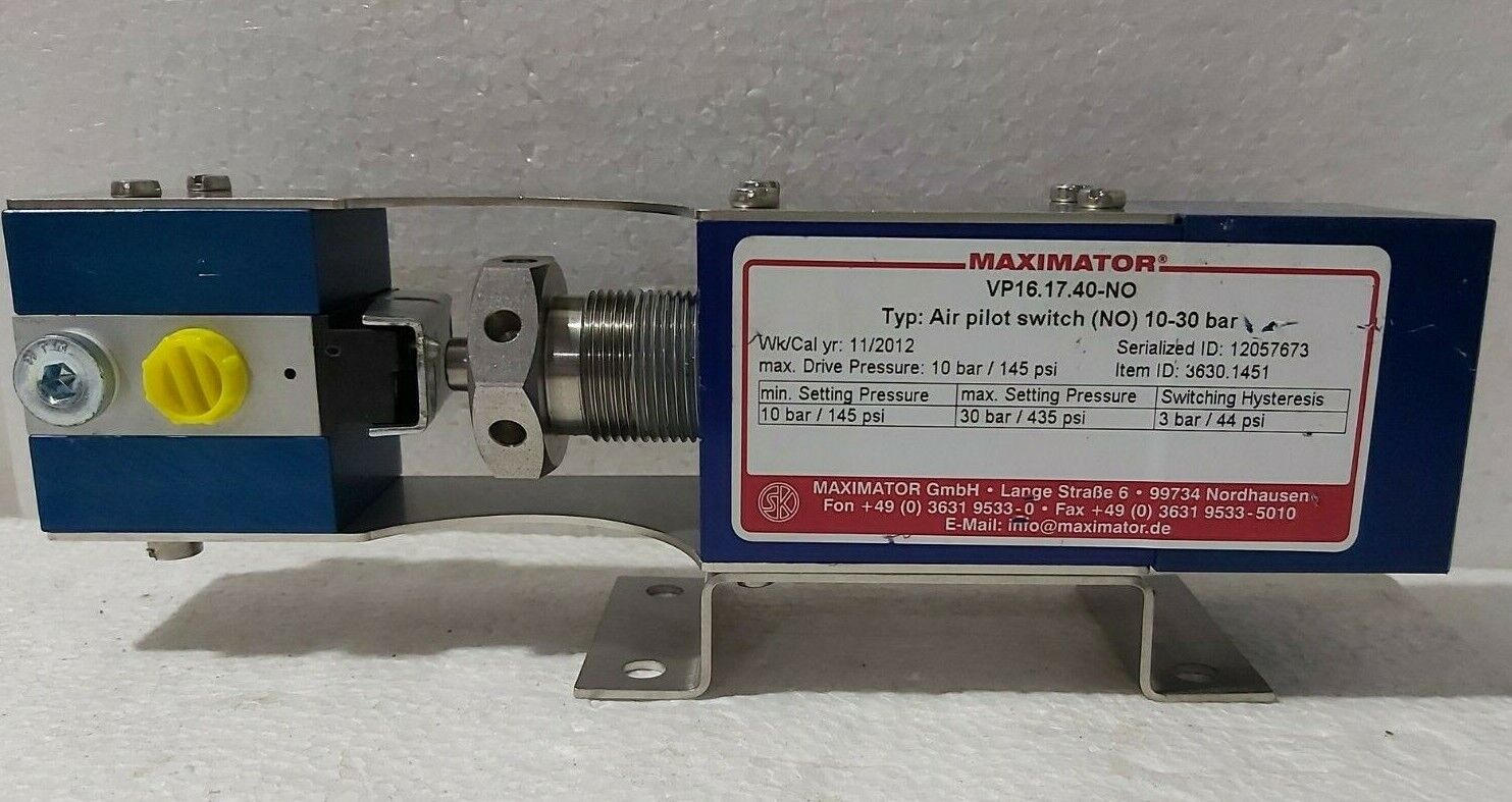 MAXIMATOR VP16.17.40-N0 AIR PILOT SWITCH (N0) 10-30 BAR VALVE – S N Marine