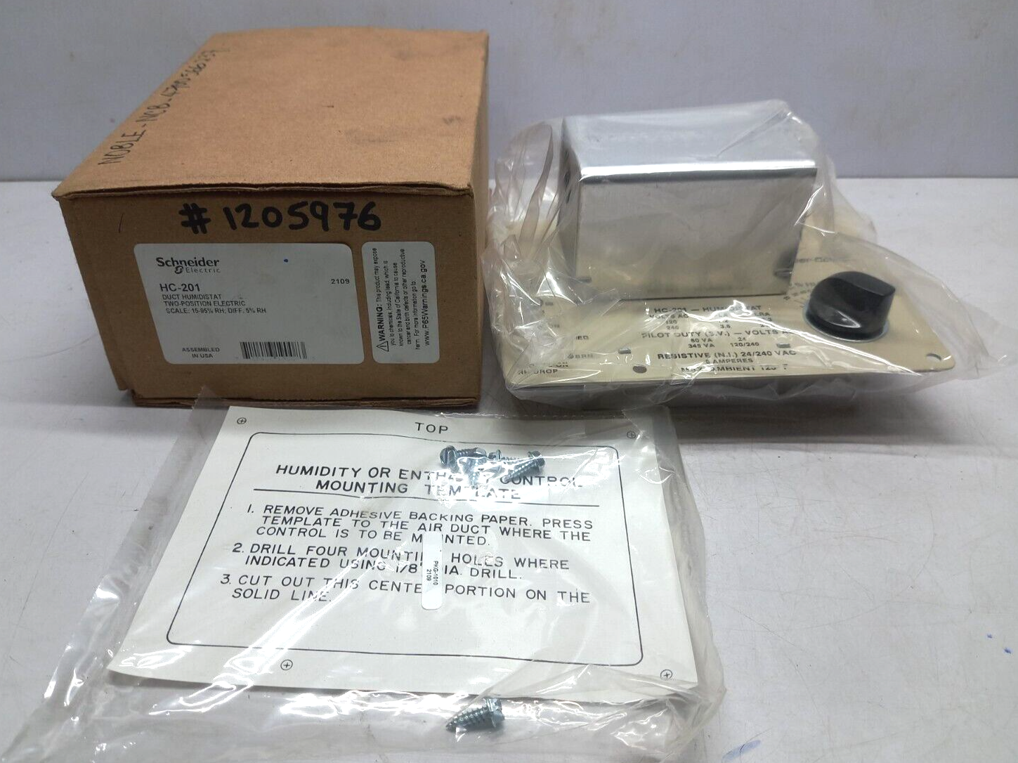 Schneider HC-201 Duct Humidistat Two Position Electric – S N Marine