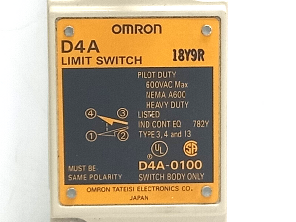 Omron D4A Limit Switch D4A-0100 / D4A-0001 / D4A-3000 Pilot Duty 600VA – S N Marine