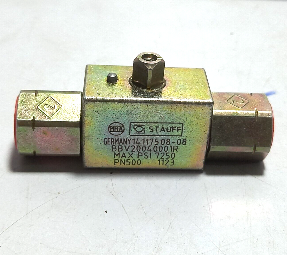 Stauff BBV 2004 0001R Ball Valve Max PSI 7250 6506 Ball Valve ¼” – S N ...