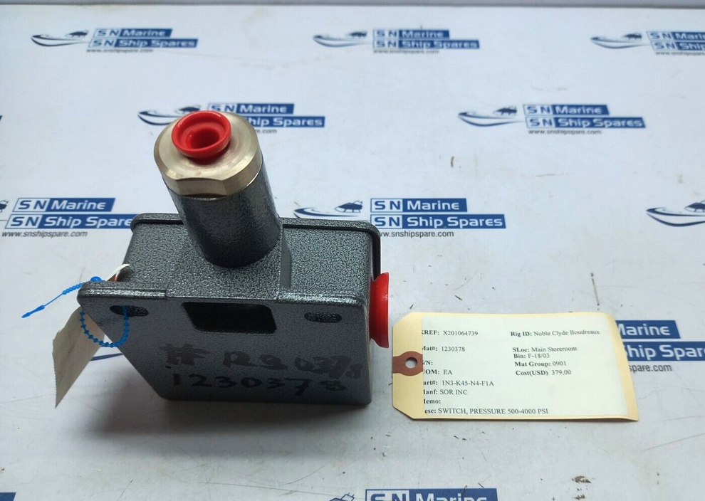 SOR 1N3-K45-N4-F1A Pressure Switch Adjustable Range 500-4000Psi – S N Marine