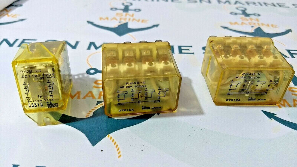 IDEC RH4B-U 27610A 120VAC Relay - 2 pc and IDEC RH2B-UT - 1 pc - 3pc l ...