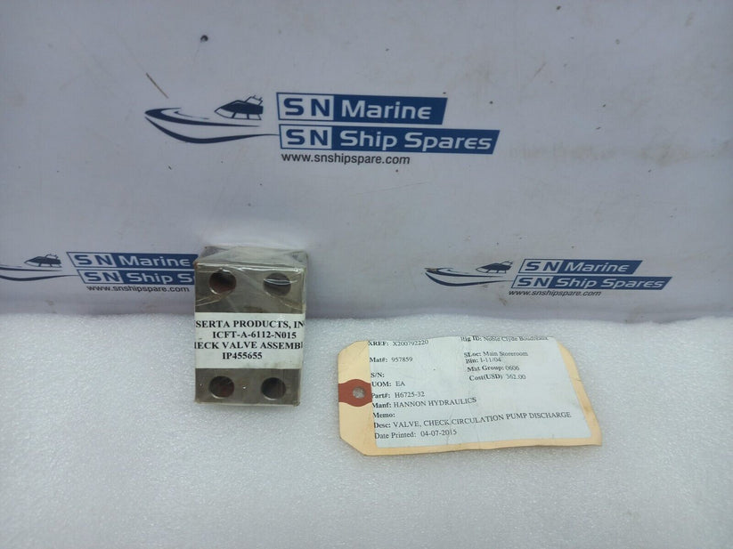 Inserta ICFT-A-6112-N015 Check Valve Assembly Hannon Hydraulics H6725 ...