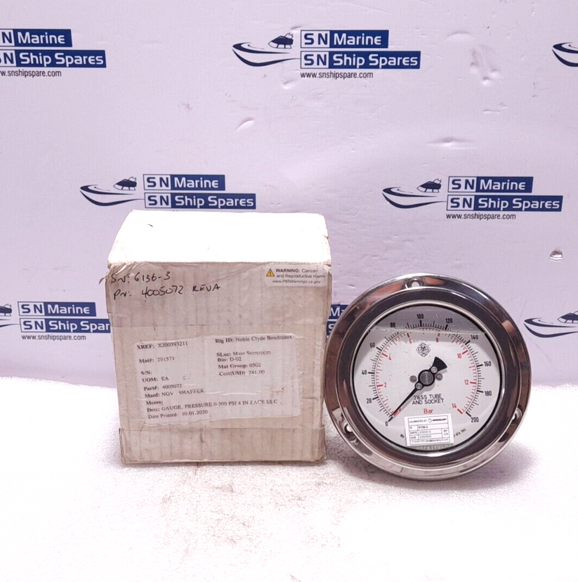 McDaniel Controls 0-200 PSI 0-14 Bar ¼” NPT Pressure Gauge NOV Shaffer ...