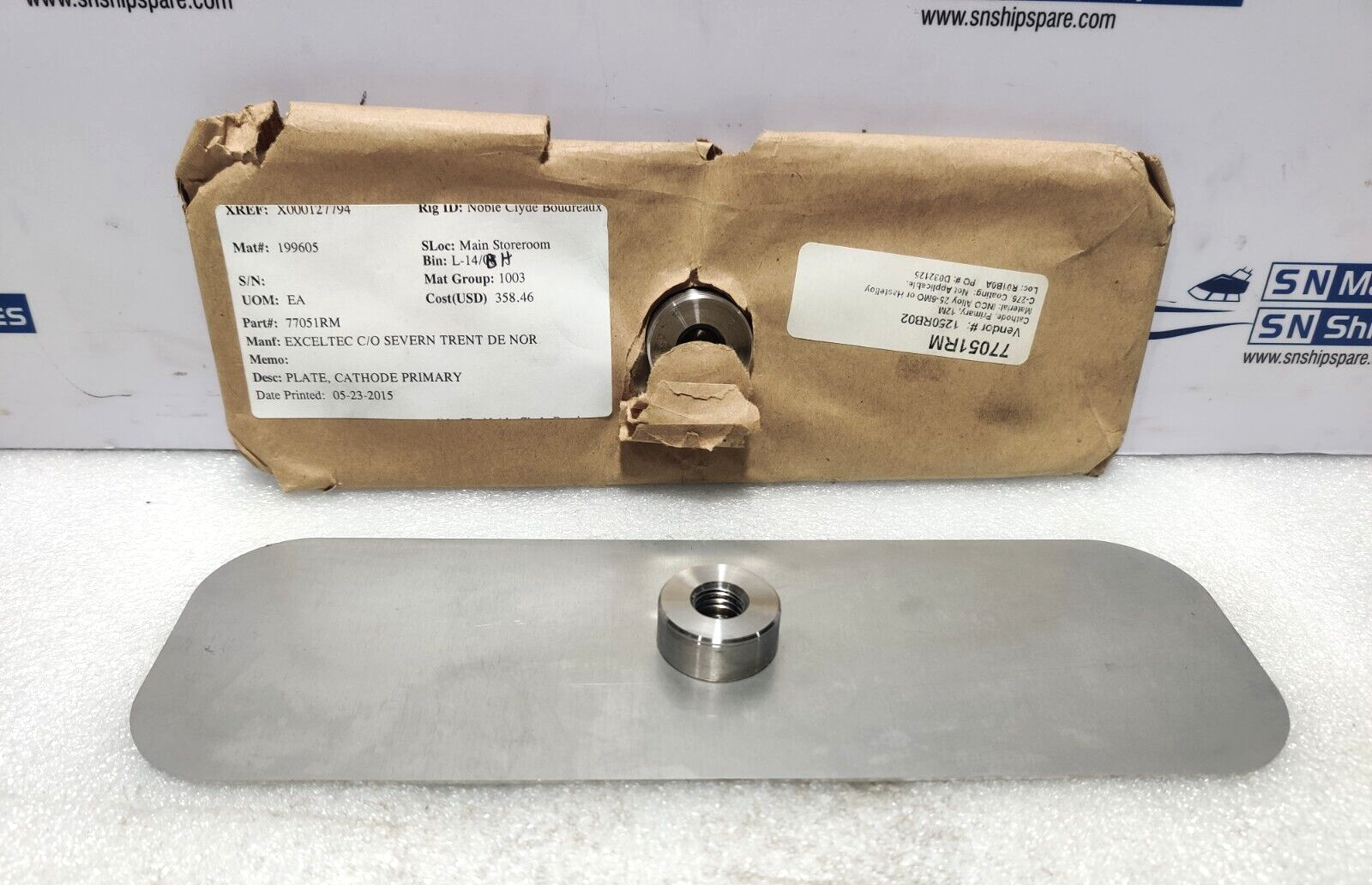 Exceltec 77051RM Cathode Primary Plate – S N Marine