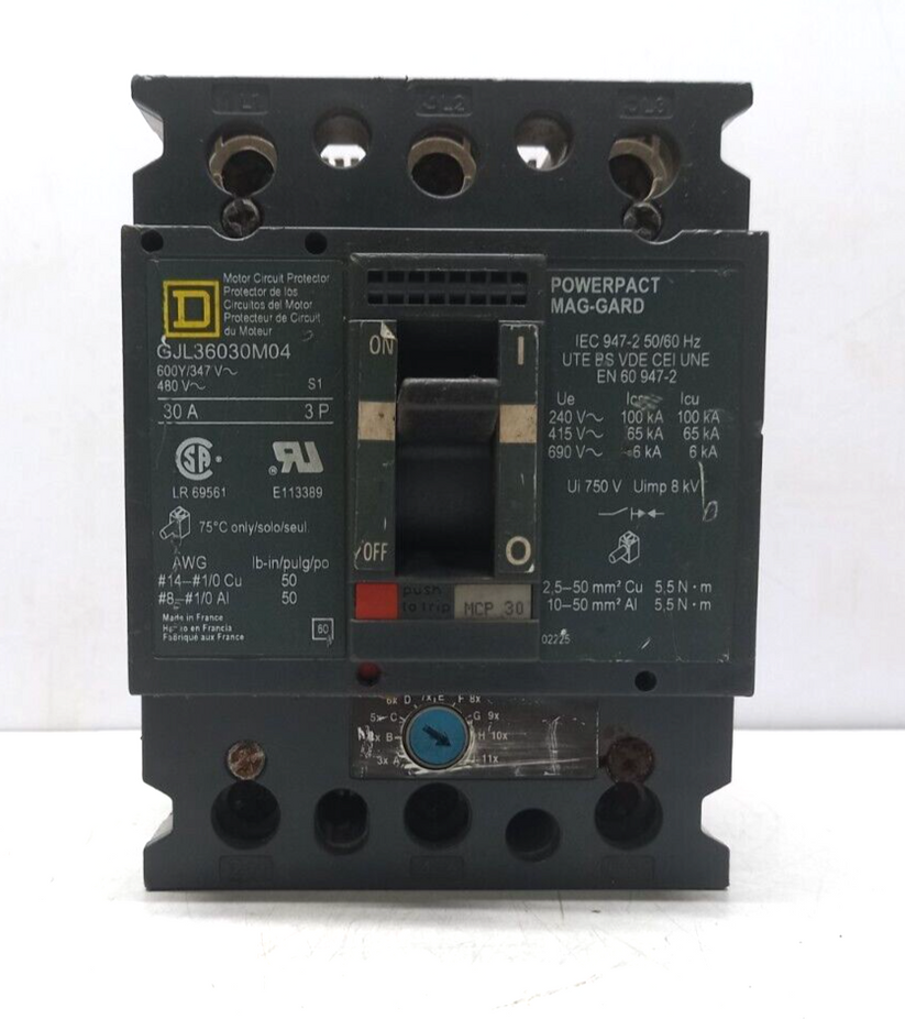 Square D GJL36030M04 Motor Circuit Breaker Circuit Breaker MCP 30 30A ...
