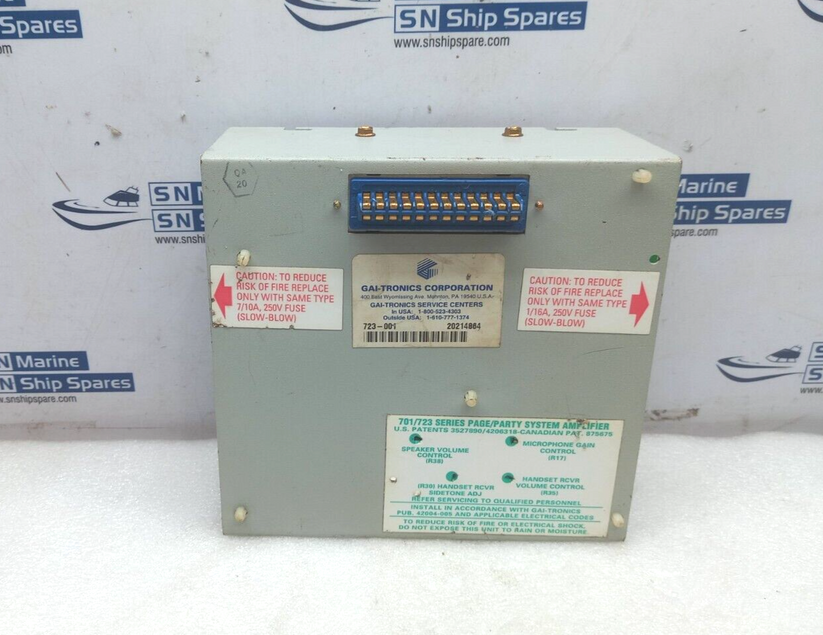 GAI-TRONICS 723-001 Series Page/Party System Amplifier Series 701/723 – S N Marine