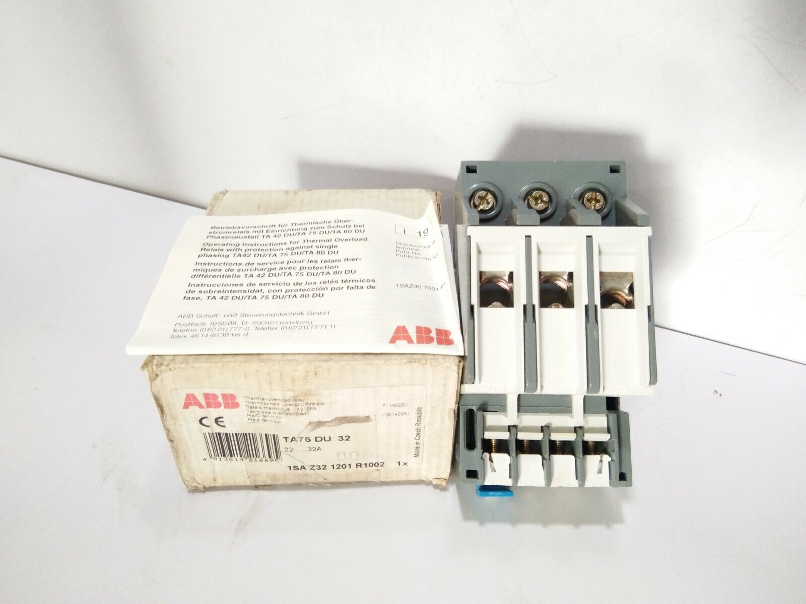 ABB TA75 DU 32 THERMAL OVERLOAD RELAY TA75DU – S N Marine