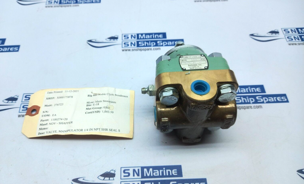 Barksdale 921A3HQ3-Q2 Manipulator Valve 3000Psi Nov-Shaffer 1100274+20 ...