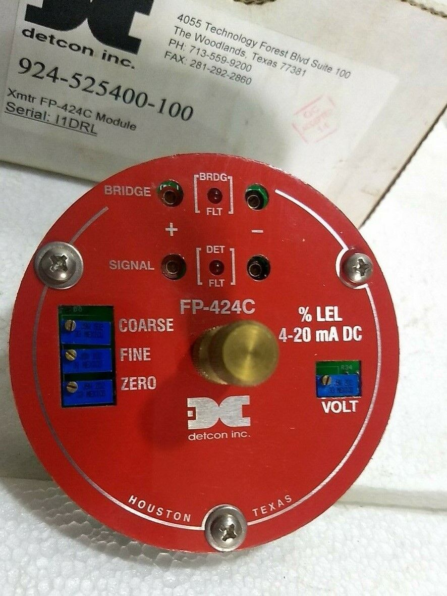 Detcon FP-424C PPM H2S 4-20 mA DC Monitoring Sensor 924-525400-100 LEL ...
