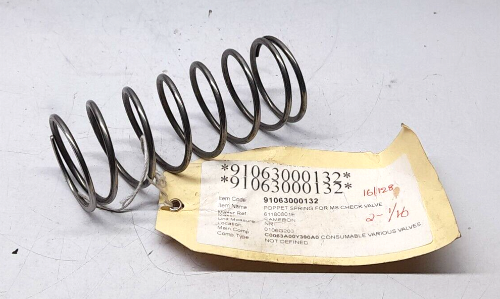 Cameron 61180801E Poppet Spring For MS Check Valve – S N Marine