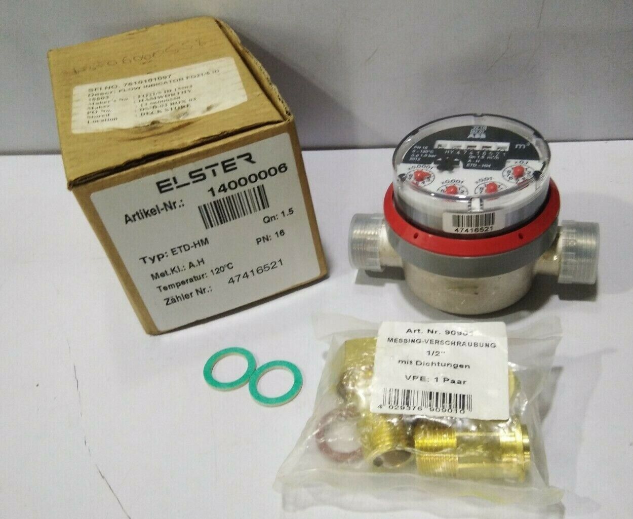 ELSTER ETD-HM FLOW INDICATOR 14000006 120°C PN:16 Qn:1.5m3/h ABB ΔP 1 ...