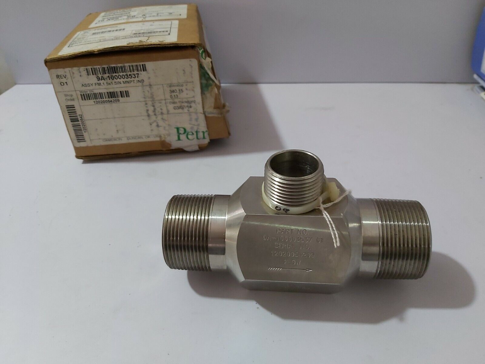 NUFLO 9A-100003537 01 5000 PSI LIQUID TURBINE FLOW METER CAMERON – S N ...