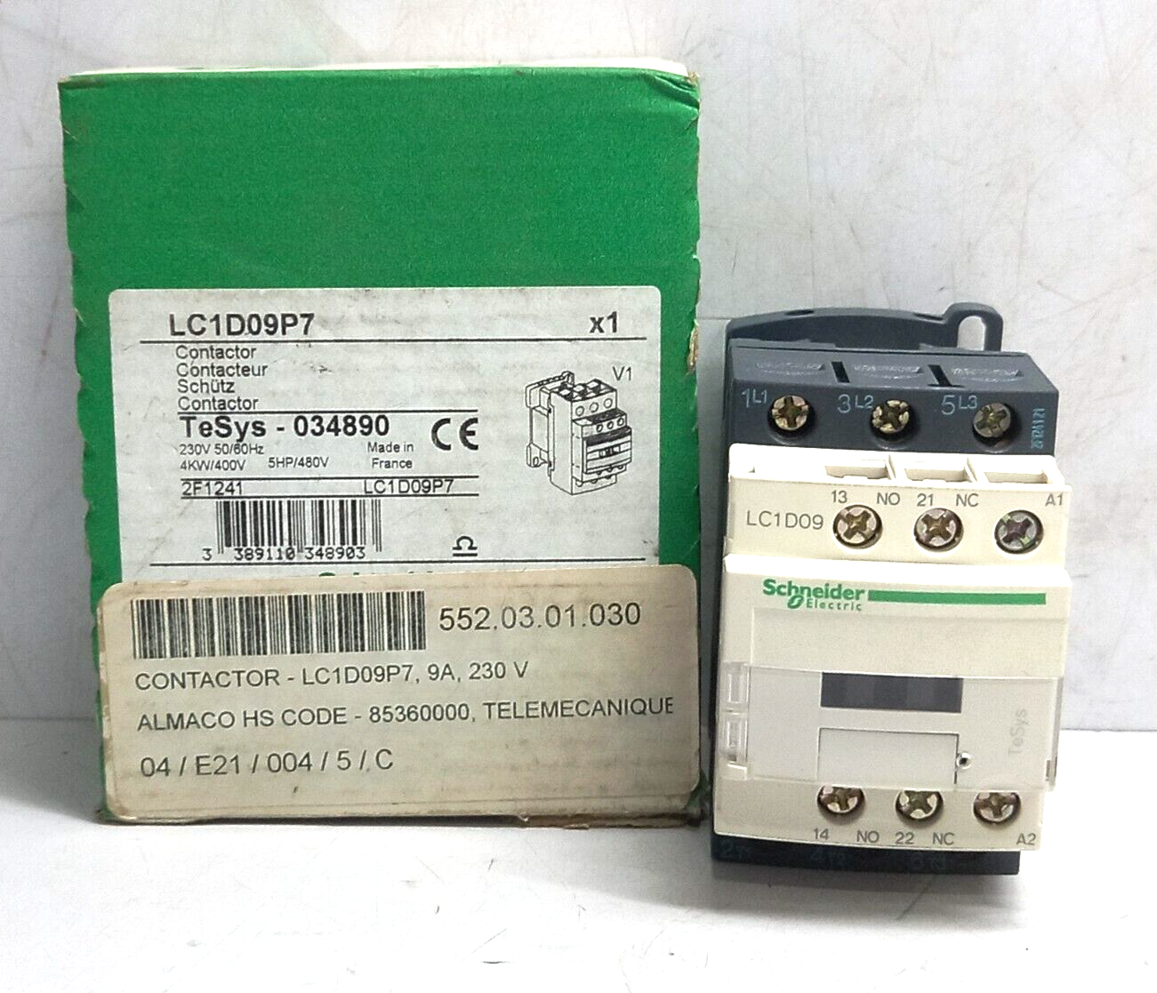 Schneider LC1D09P7 Contactor 230V 50/60Hz Telemecanique LC1D09 – S N Marine